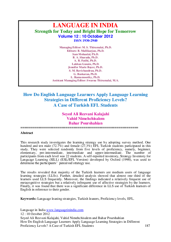 (PDF) How do English language learners apply language learning ...