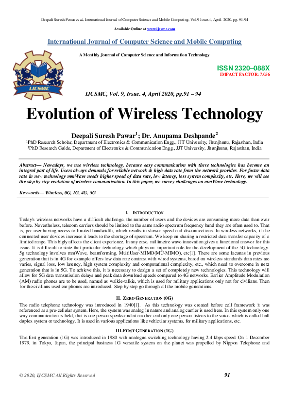 (PDF) Evolution of Wireless Technology﻿