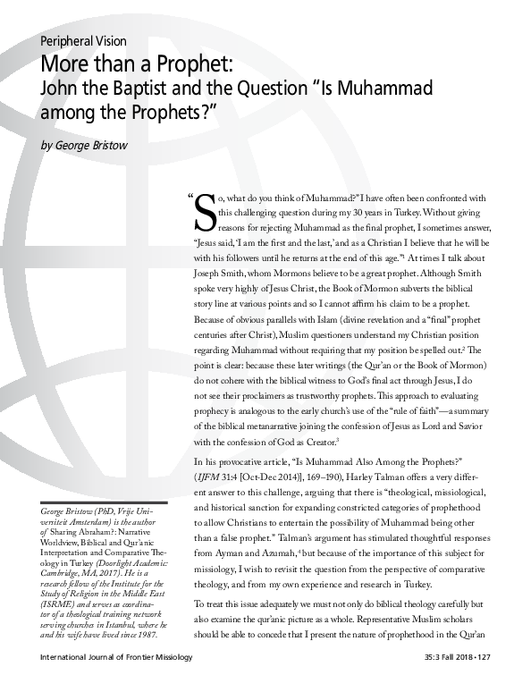 (PDF) More than a Prophet: John the Baptist and the Question "Is ...