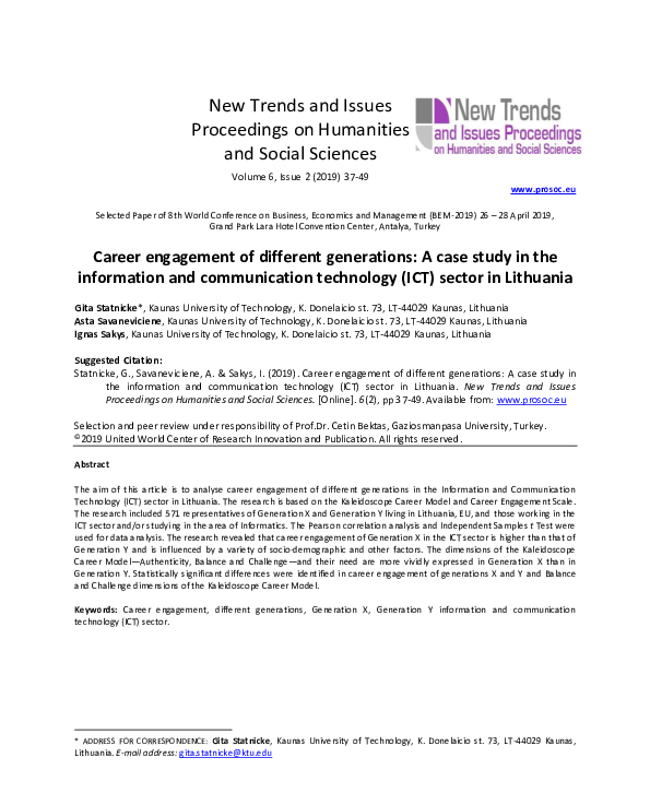 (PDF) Career engagement of different generations: A case study in the ...