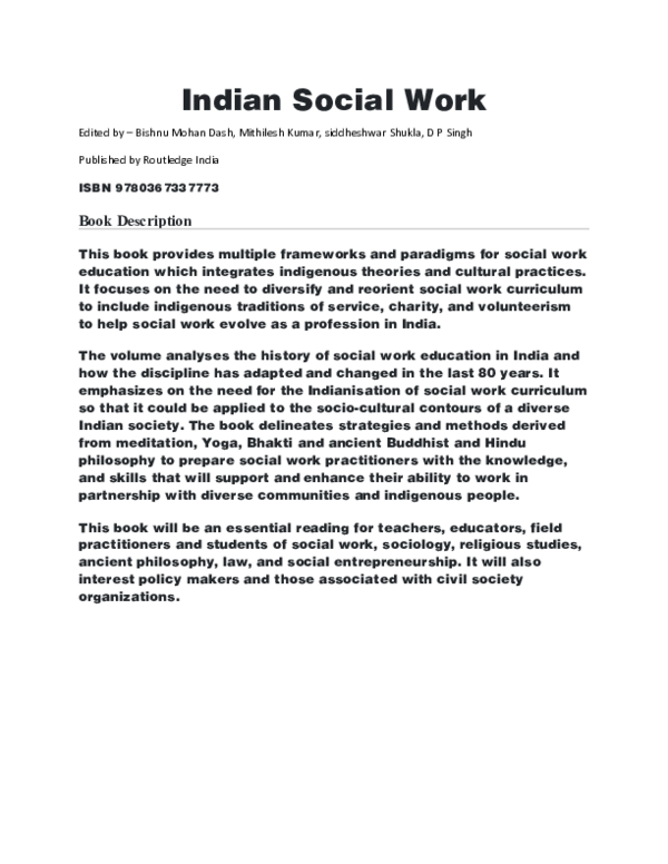 (DOC) Indian Social Work