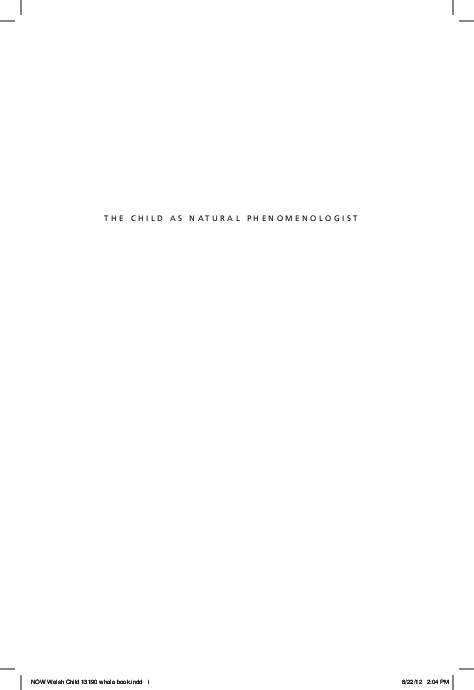 (PDF) The Child as Natural Phenomenologist: Primal and Primary ...