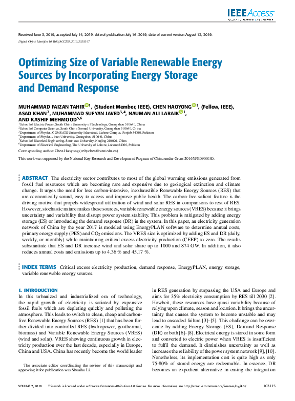 (PDF) Optimizing Size of Variable Renewable Energy Sources by ...
