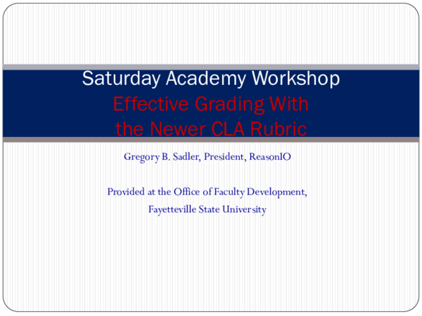 (PDF) Effective Grading With the Newer CLA Rubric