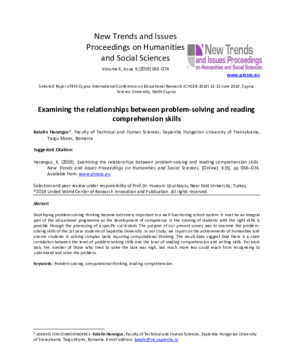 (PDF) Examining the relationships between problem-solving and reading ...