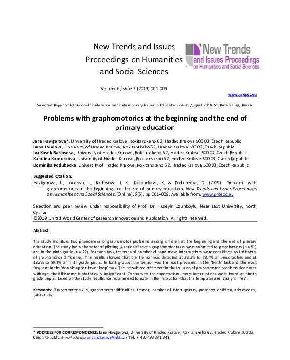 (PDF) Problems with graphomotorics at the beginning and the end of ...