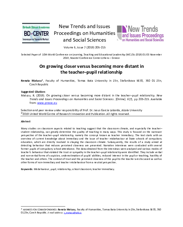 (PDF) On growing closer versus becoming more distant in the teacher ...