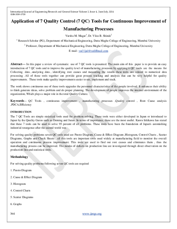 (PDF) Application of 7 Quality Control (7 QC) Tools for Continuous ...