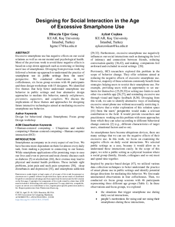 (PDF) Designing for Social Interaction in the Age of Excessive ...