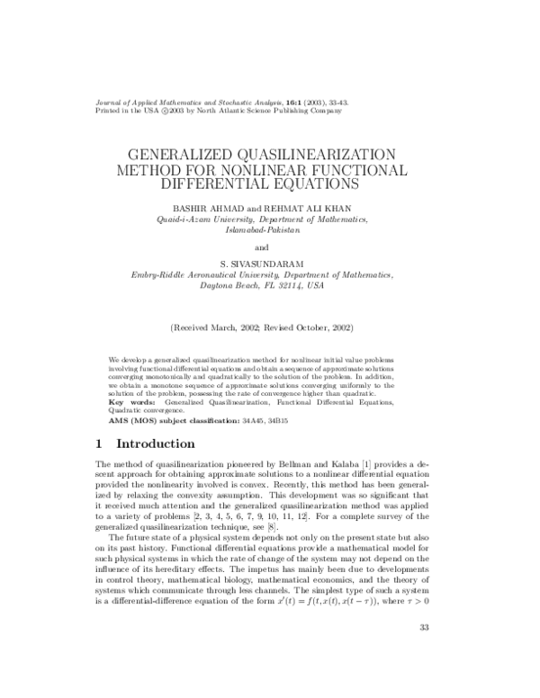 (PDF) Generalized quasilinearization method for nonlinear functional differential equations