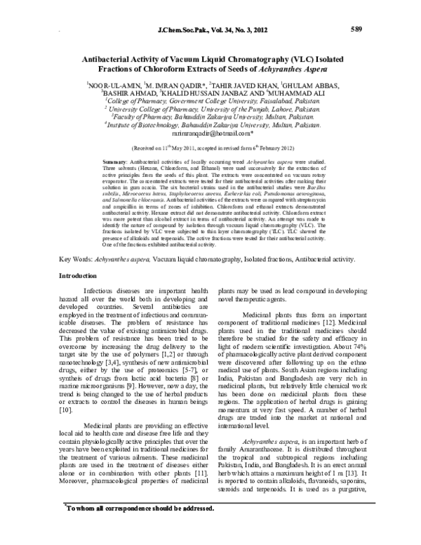 (PDF) Antibacterial Activity Of Vacuum Liquid Chromatography (Vlc ...