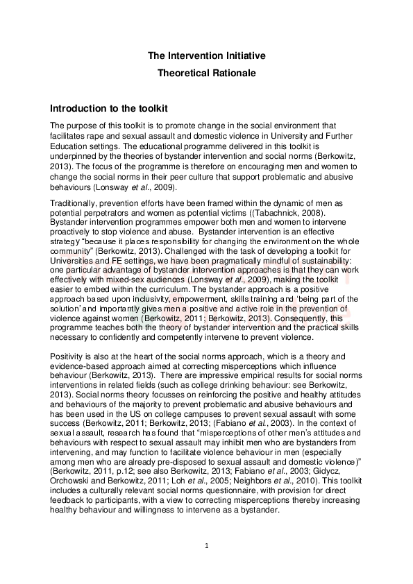 (PDF) The Intervention Initiative: Theoretical Rationale