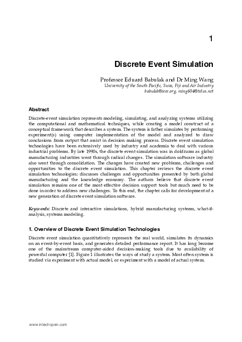 (PDF) Discrete Event Simulation 1 X Discrete Event Simulation