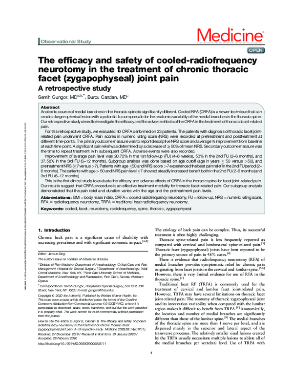 (PDF) The efficacy and safety of cooled-radiofrequency neurotomy in the ...