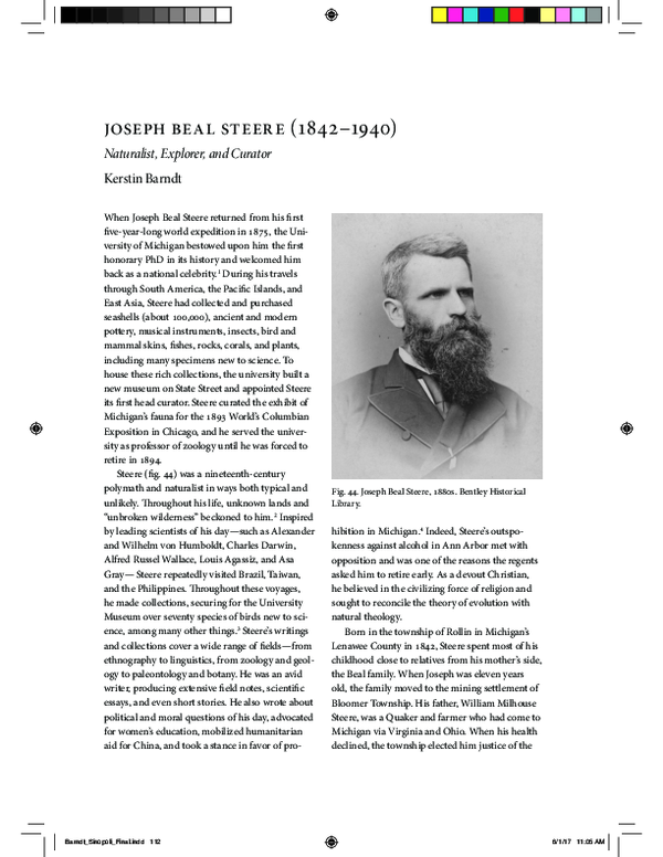 (PDF) Joseph Beal Steere (1842-1940): Naturalist, Explorer, and Curator