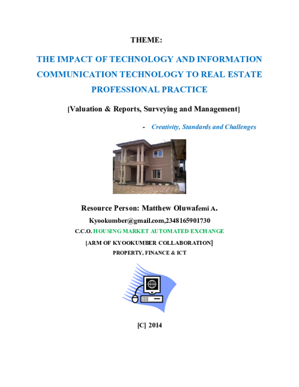 (DOC) THE IMPACT OF TECH AND ICT TO REAL ESTATE
