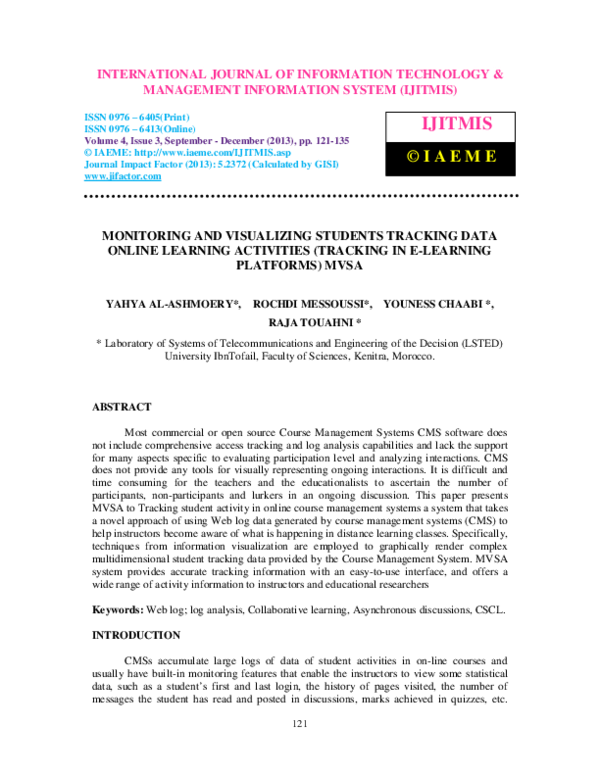 (PDF) MONITORING AND VISUALIZING STUDENTS TRACKING DATA ONLINE LEARNING ...
