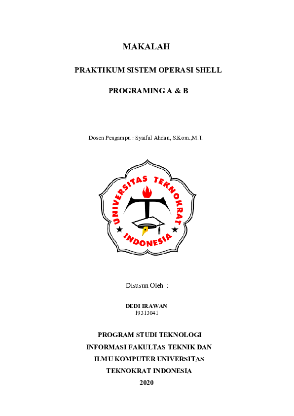 (PDF) MAKALAH PRAKTIKUM SISTEM OPERASI SHELL PROGRAMING A & B PROGRAM ...