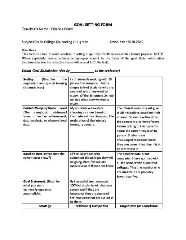(PDF) GOAL SETTING FORM