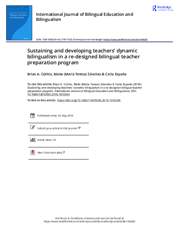 (PDF) Sustaining and developing teachers' dynamic bilingualism in a re ...