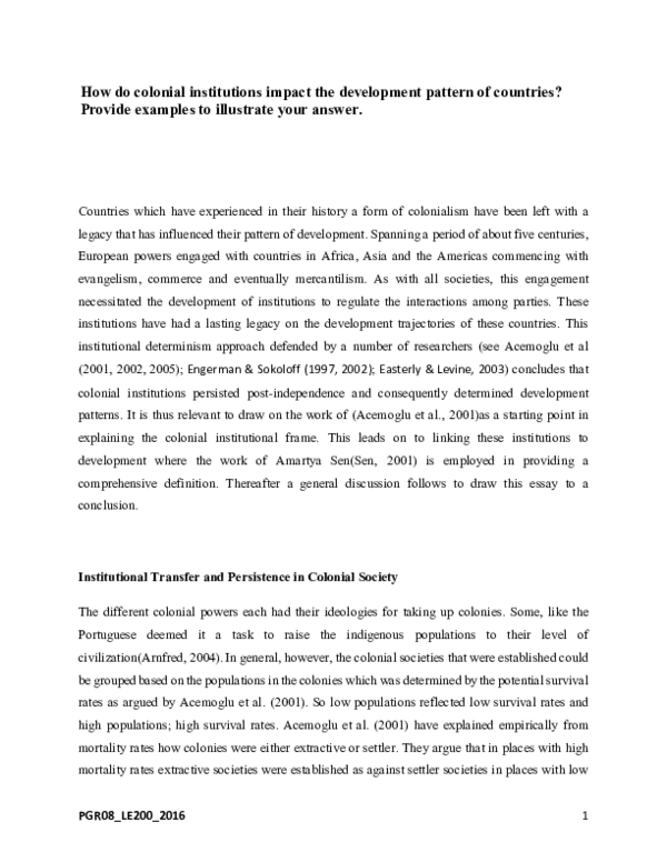 (PDF) Colonial Institutions