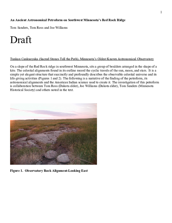 (DOC) An Ancient Astronomical Petroform on Southwest Minnesota’s Red ...