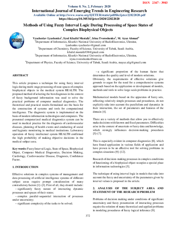 Pdf Methods Of Using Fuzzy Interval Logic During Processing Of Space