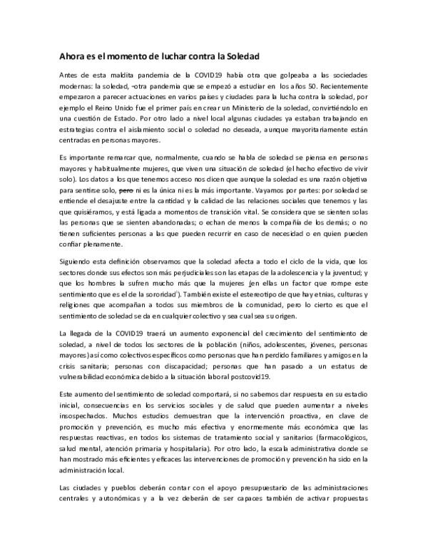 (DOC) Ahora es el momento de luchar contra la Soledad | Josep De ...
