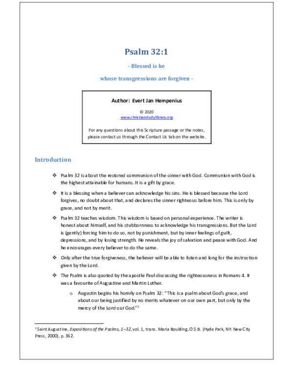 (PDF) Psalm 32:1 -Blessed is he whose transgressions are forgiven