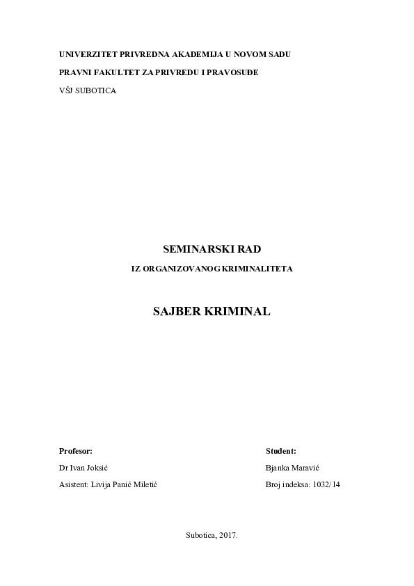 (PDF) Seminarski rad - cyber kriminal