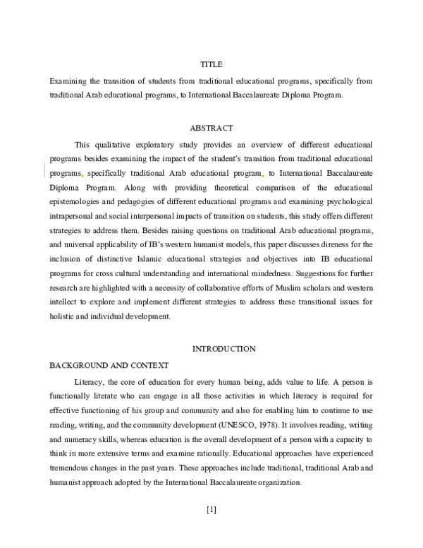 (DOC) TITLE Examining the transition of students from traditional ...