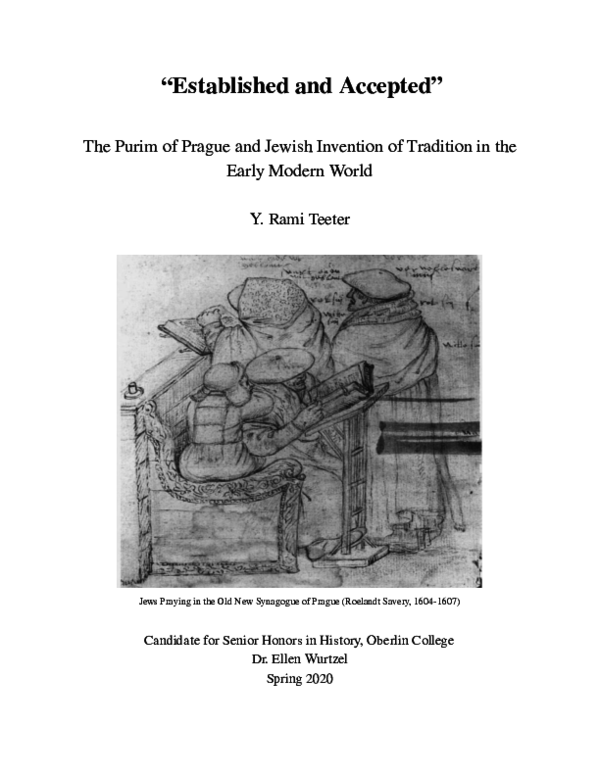 (PDF) "Established and Accepted": The Purim of Prague and Jewish ...