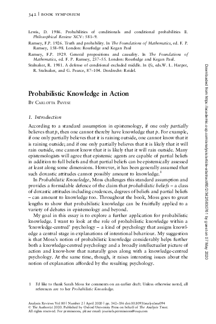 (PDF) Probabilistic Knowledge in Action