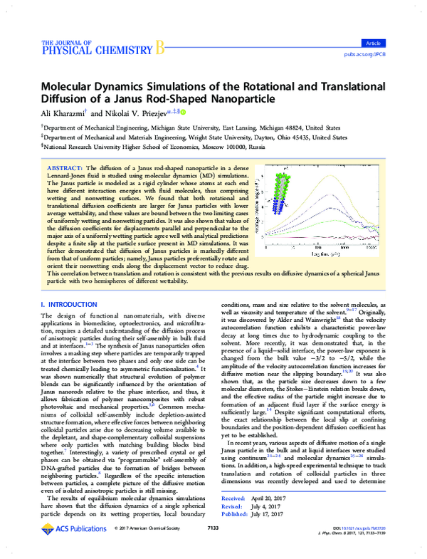 (PDF) Molecular Dynamics Simulations of the Rotational and Translational Diffusion of a Janus ...