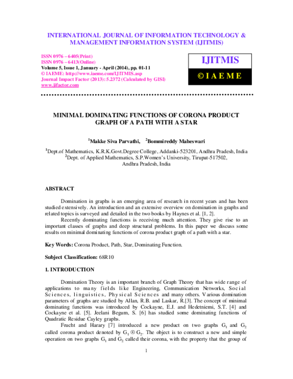 (PDF) MINIMAL DOMINATING FUNCTIONS OF CORONA PRODUCT GRAPH OF A PATH ...