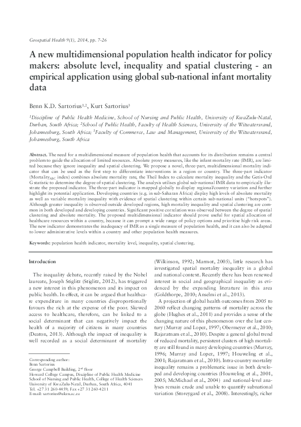 (PDF) A new multidimensional population health indicator for policy ...