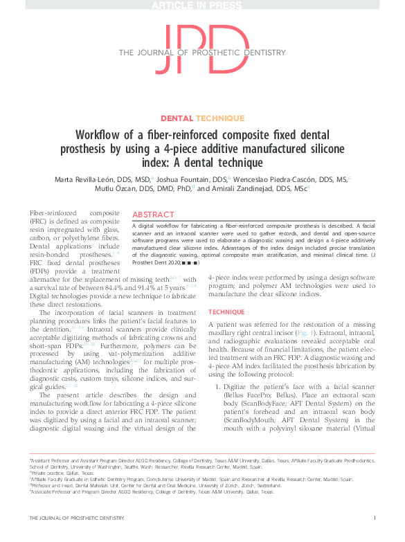 (PDF) Workflow of a fiber-reinforced composite fixed dental prosthesis ...