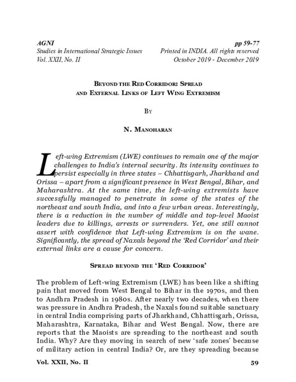 (PDF) Beyond the Red Corridor: Spread and External Linkages of Left ...