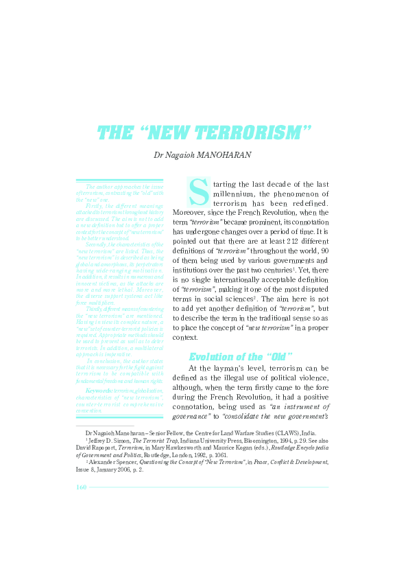(PDF) THE "NEW TERRORISM"