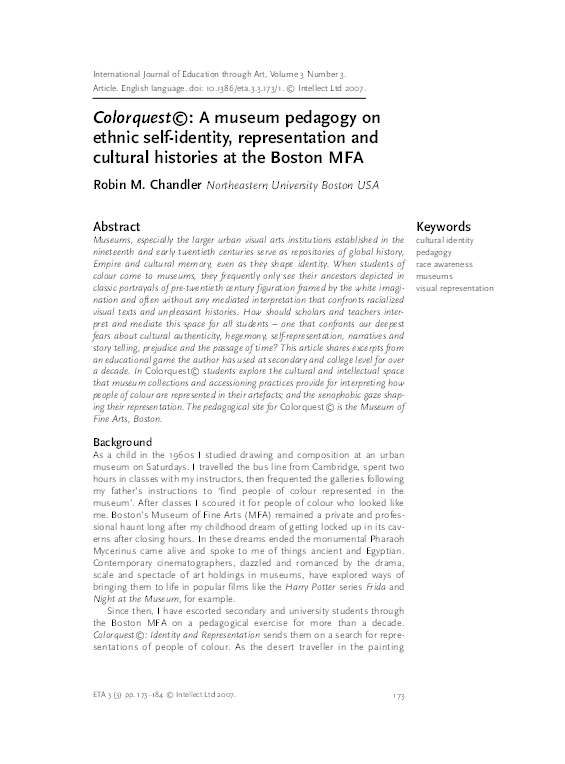 (PDF) Colorquest ©: A museum pedagogy on ethnic self-identity ...