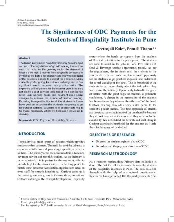 (PDF) The Significance of ODC Payments for the Students of Hospitality ...
