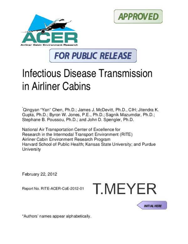 (PDF) FAA Report on Infectious Disease Transmissions