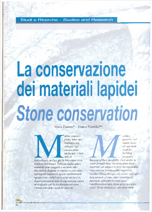 (PDF) 186-Stone conservation. La conservazione dei materiali lapidei