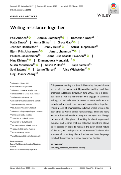 (PDF) Writing resistance together