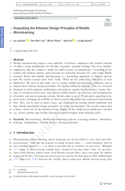 (PDF) Unpacking the Inherent Design Principles of Mobile Microlearning
