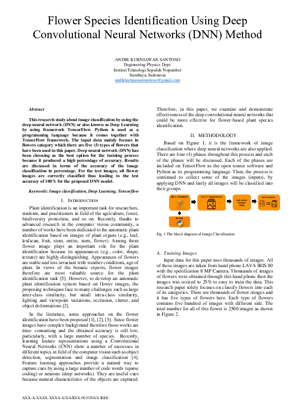 Pdf Flower Species Identification Using Deep Convolutional Neural