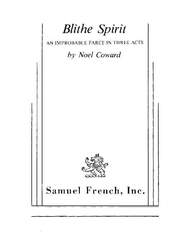 (PDF) Blithe Spirit AN IMPROBABLE FARCE IN THREE ACTS