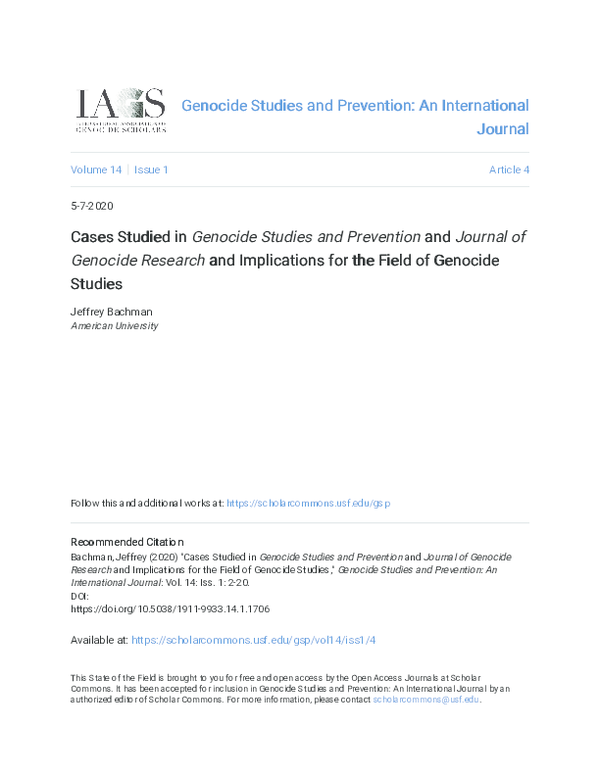 (PDF) Cases Studied in Genocide Studies and Prevention and Journal of ...