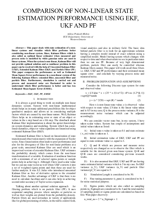 (PDF) COMPARISON OF NON-LINEAR STATE ESTIMATION PERFORMANCE USING EKF ...