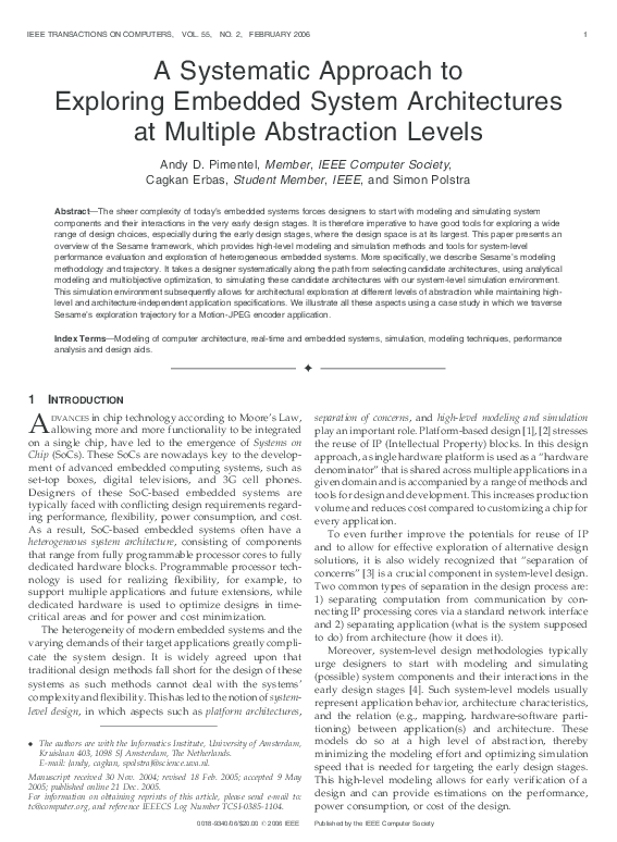 (PDF) Exploring Embedded Systems with Sesame Framework